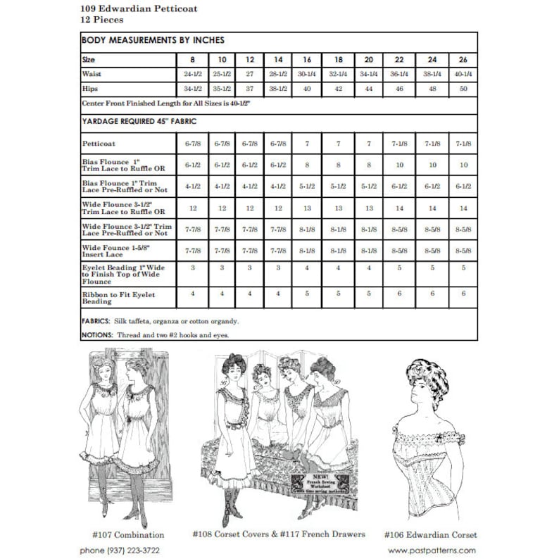 Past Patterns 0109 Download Early 1900s Petticoat Sewing Pattern ...