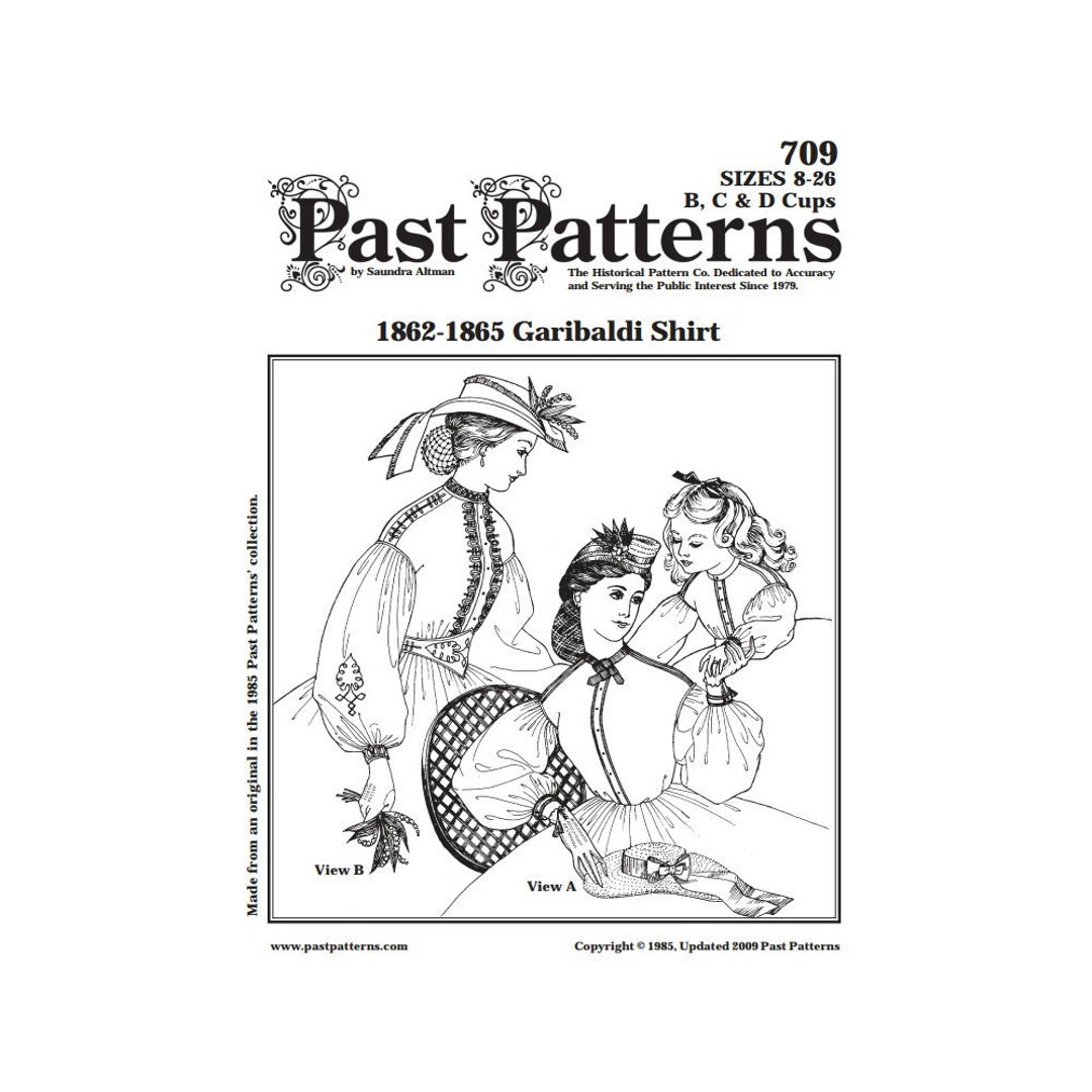 Past Patterns 0709 Download - 1860s Garibaldi Shirt Sizes 08-26 | A0 A4 ...