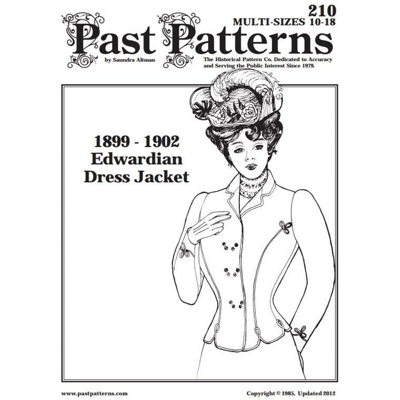 Past Patterns 0210 Edwardian Double Breasted Dress Jacket Sewing ...