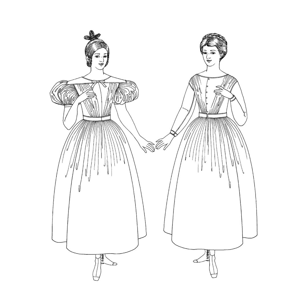 Past Patterns 0017 - 1830s Workdress Sewing Pattern | Jacksonian Era ...