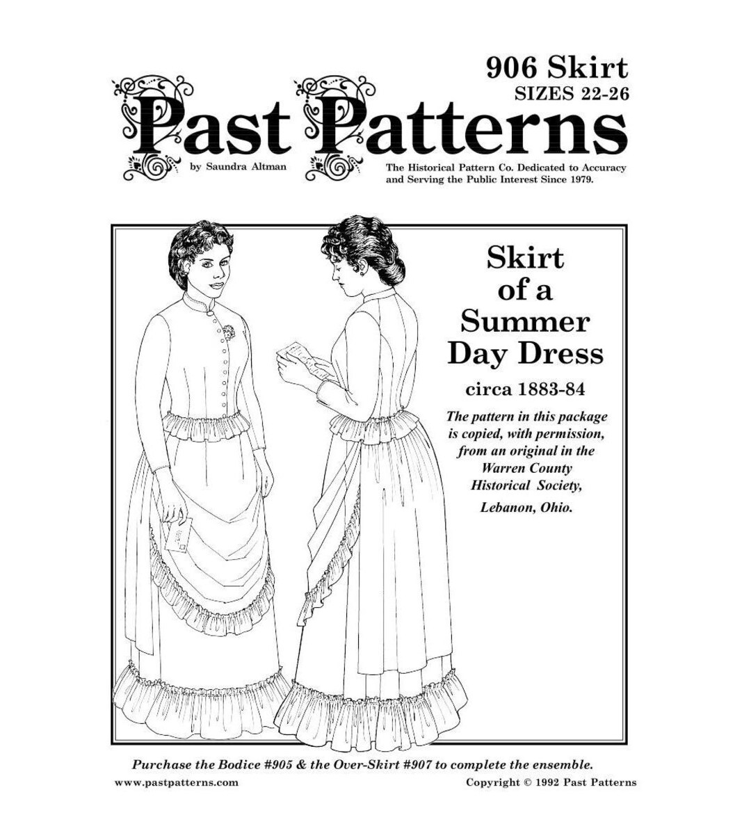Past Patterns 0906 Sz 22-26 Download - Early 1880s Skirt for Summer ...