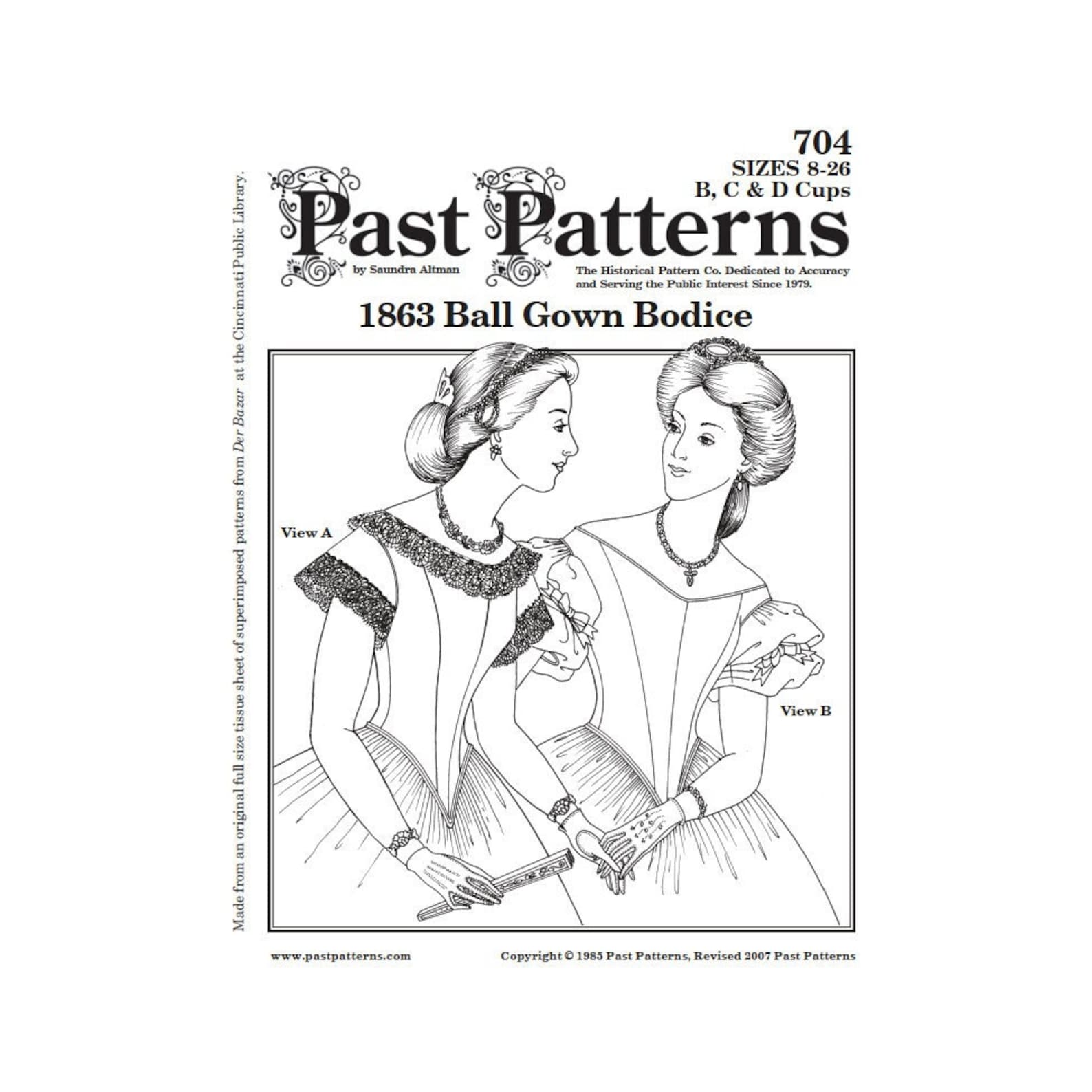 Past Patterns 0704 Download | 1863 Civil War Ball Gown Bodice Pattern ...