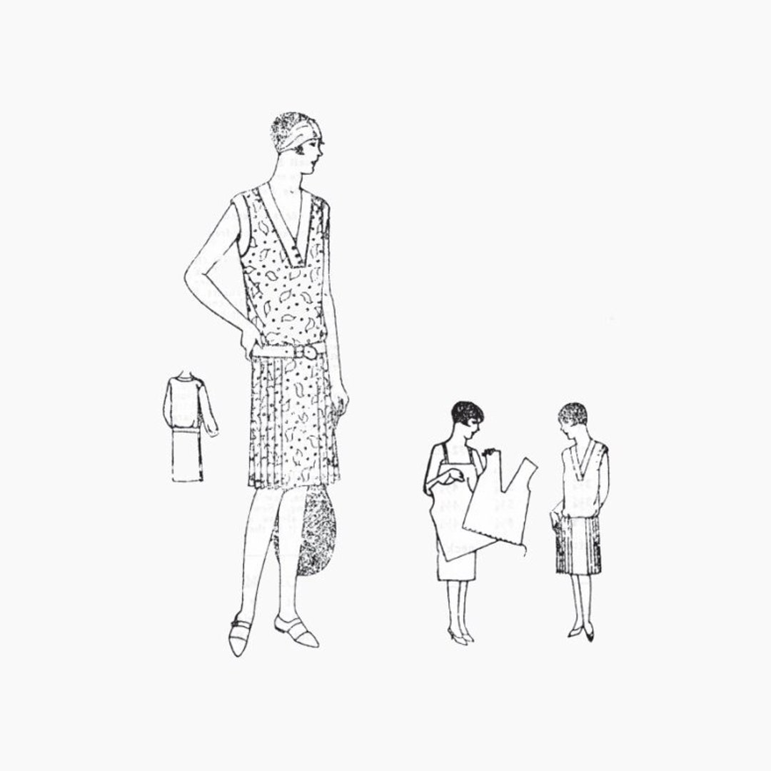 Past Patterns 3429 - Flapper Era V-neck Dress Sewing Pattern Bust 34 ...