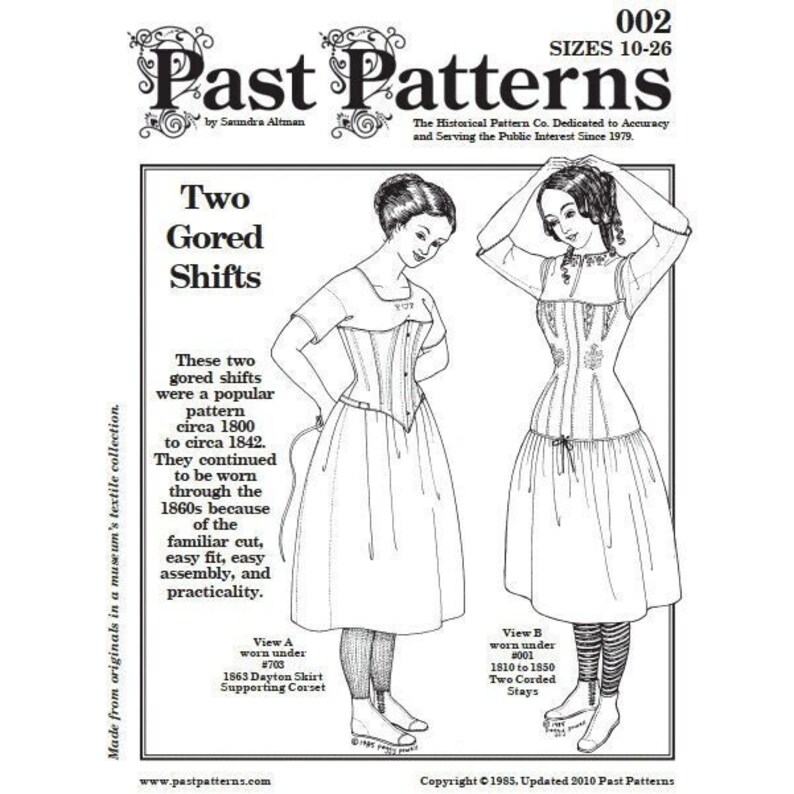1800s Ladies Gored Shift Sewing Pattern: Early Underwear Chemise (bust ...