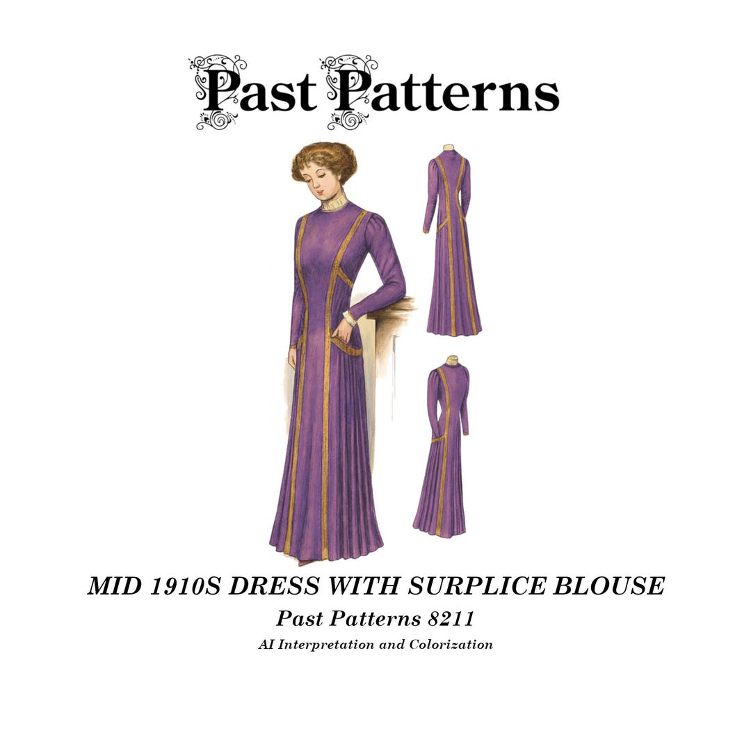 1910s Edwardian Dress Sewing Pattern – Surplice Blouse, Size 38 (PDF ...