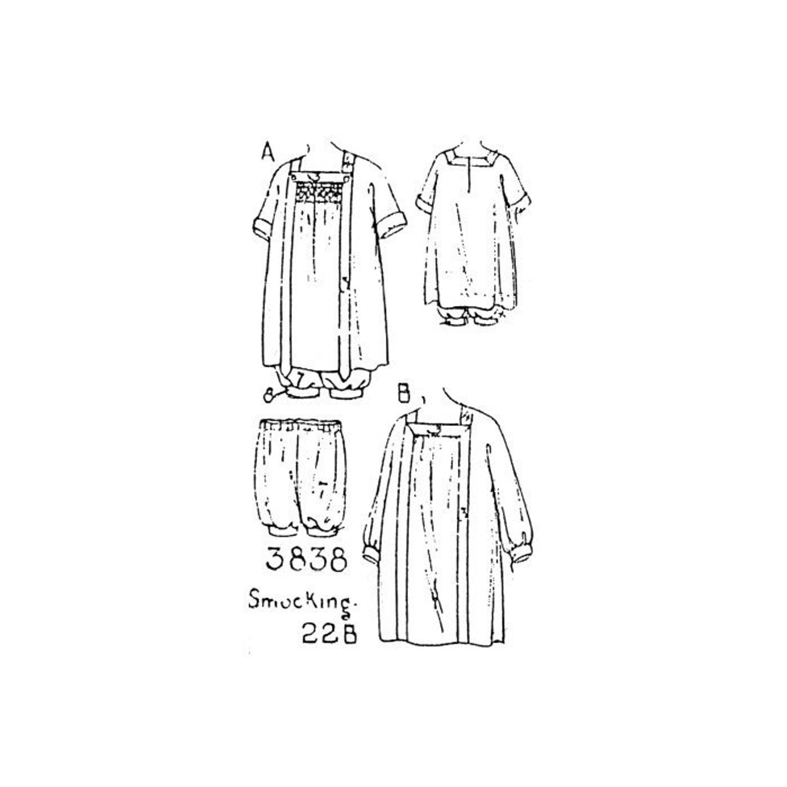 Past Patterns 3838 Download 1920s Child's Dress With Bloomers Sewing ...