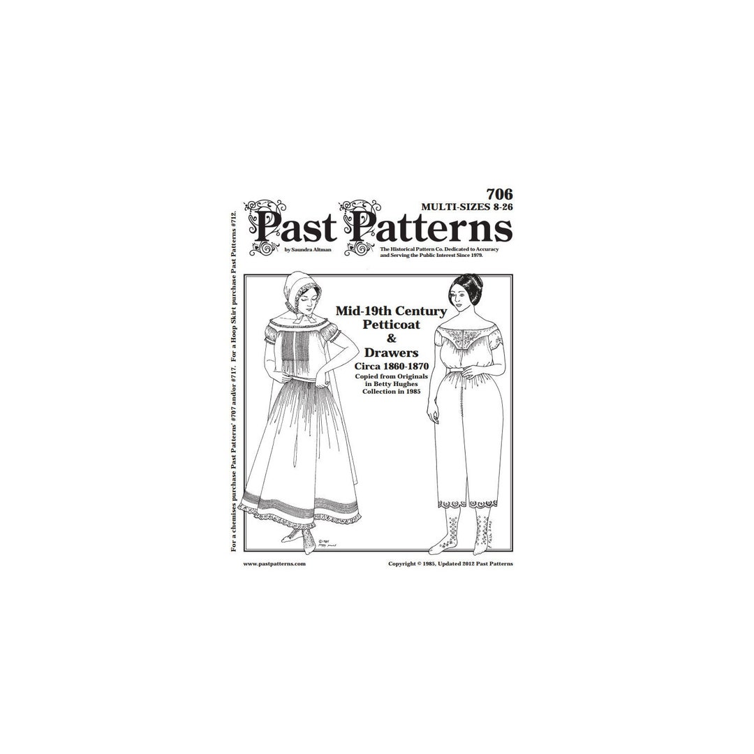 Past Patterns 0706 Download - 1850s Ladies Petticoat & Drawers Pattern ...