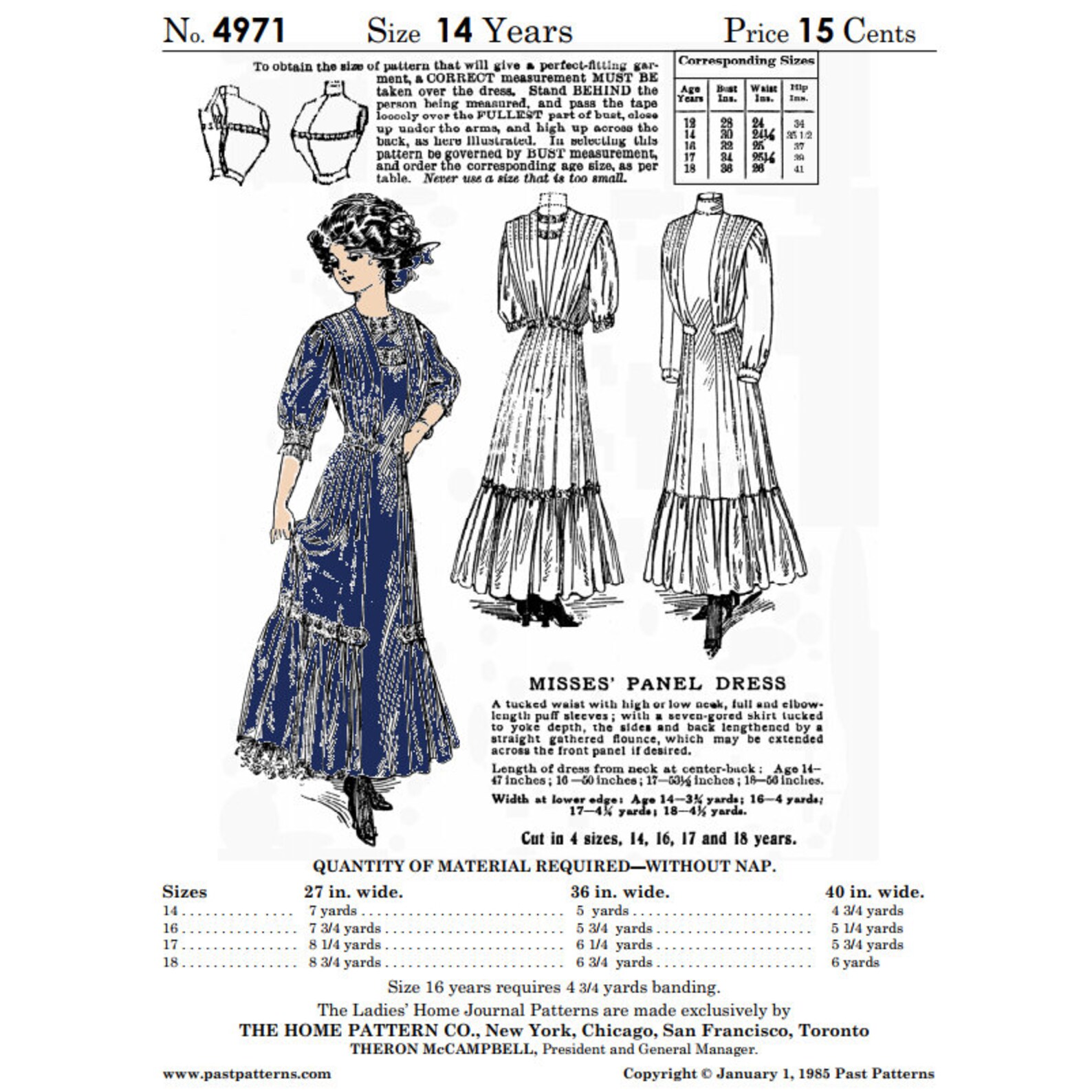 Edwardian Bloomer Dress Sewing Pattern: Ladies Home Journal ...