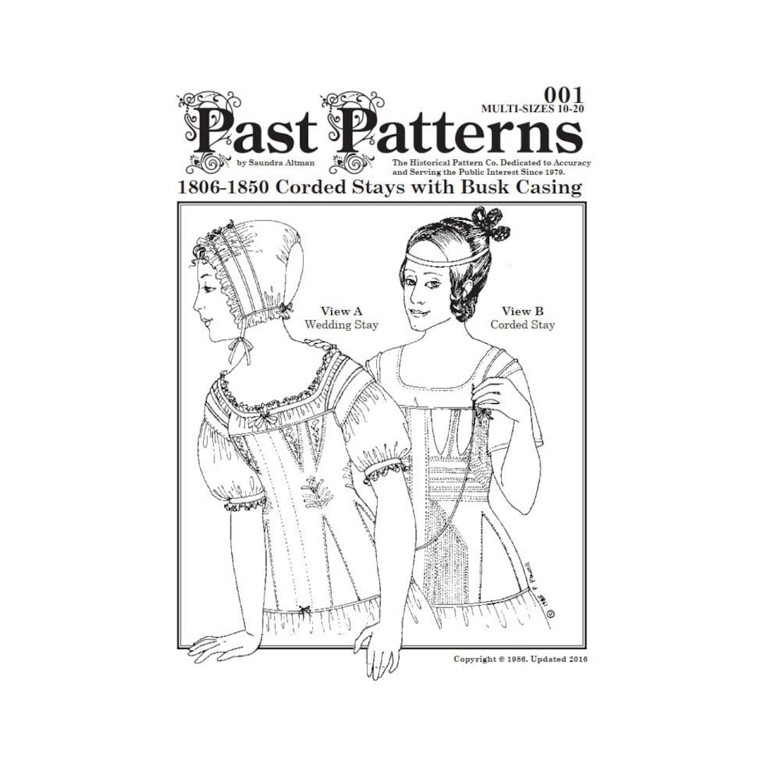 Past Patterns 0001 Downloads - 1800s Corded Stays – Historical Corset ...