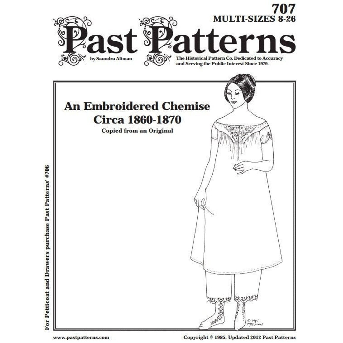 Past Patterns 0707 - 1860s Yoked Chemise Sewing Pattern Original Multi ...