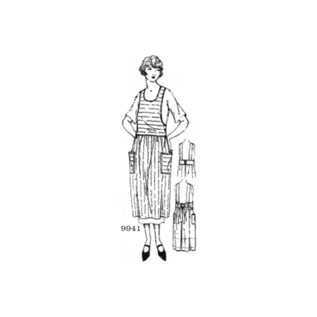 Past Patterns 9941 - Mid 1920s Apron With Front Waist Sewing Pattern ...