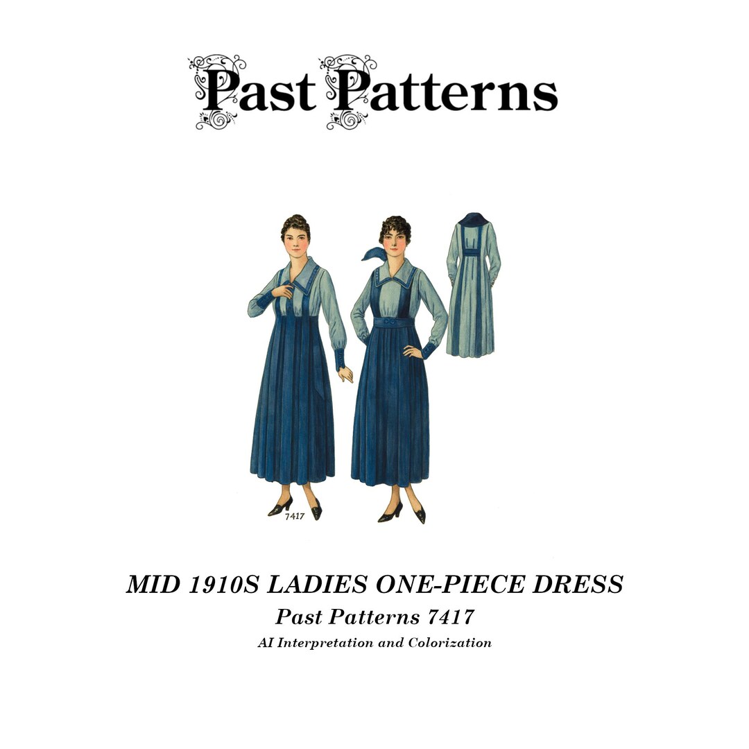 1910s Ladies Dress Sewing Pattern – Bust 38, Edwardian Era - Past ...