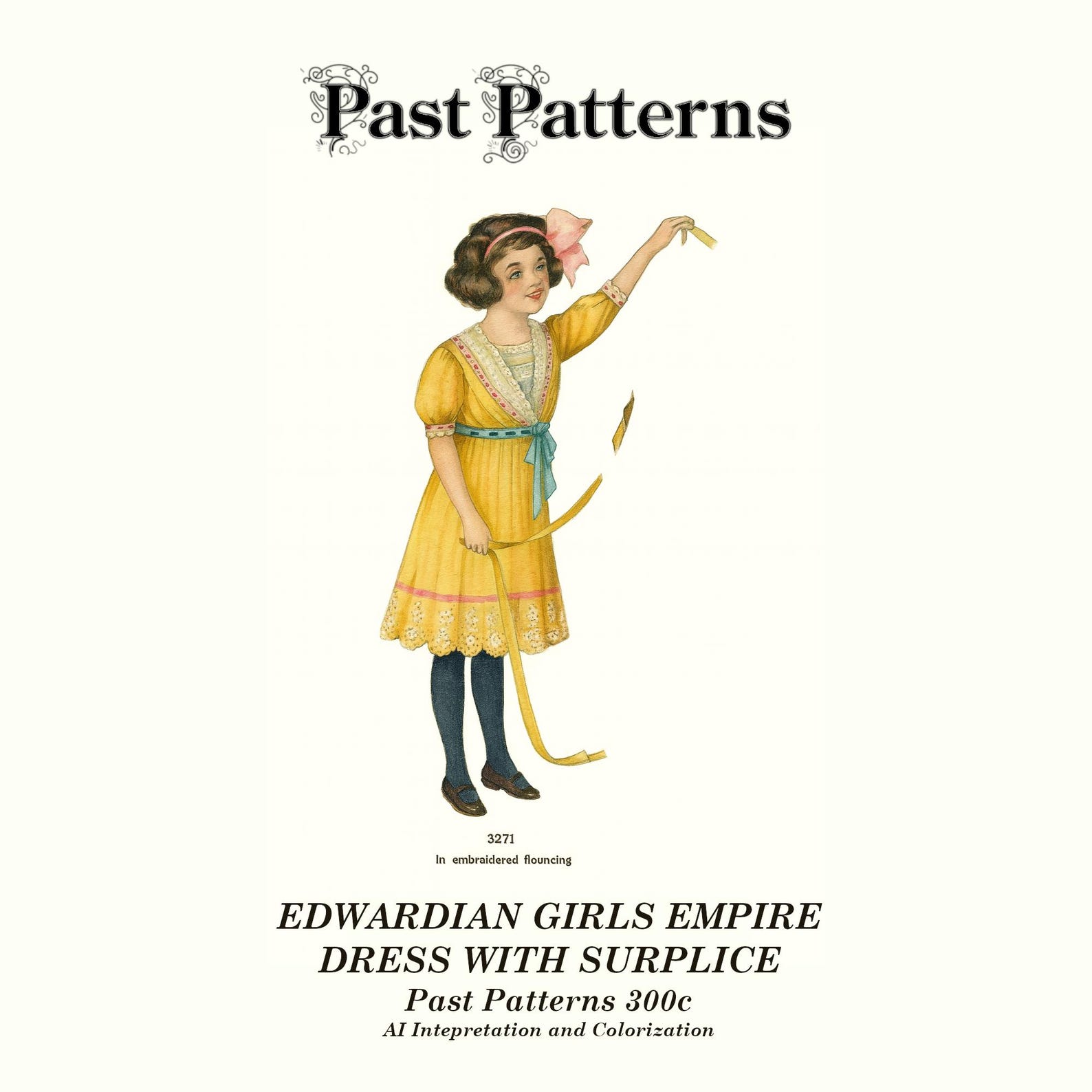 Past Patterns 0300 - Mid 1910s Girls Empire Dress With Surplice Waist ...
