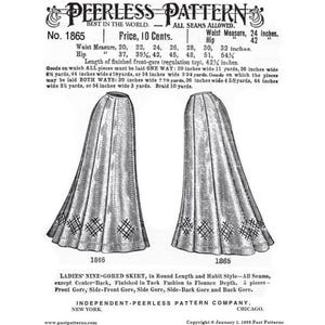 Past Patterns 1865 Download Early 1900s Nine Gored Skirt Sewing Pattern ...