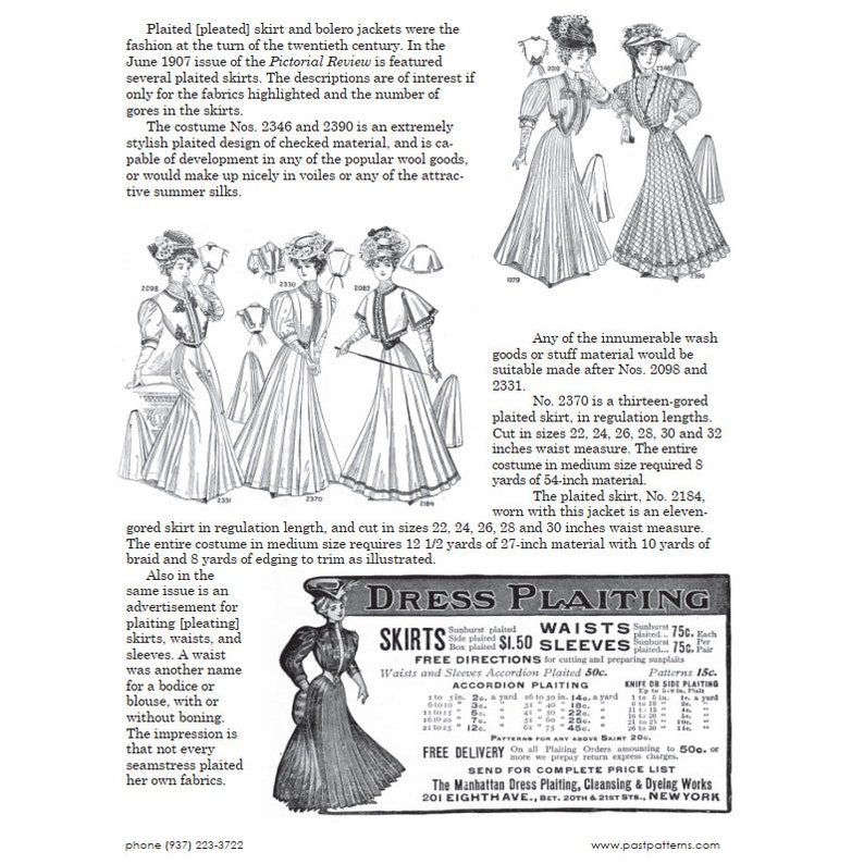 Past Patterns 1865 Download Early 1900s Nine Gored Skirt Sewing Pattern ...