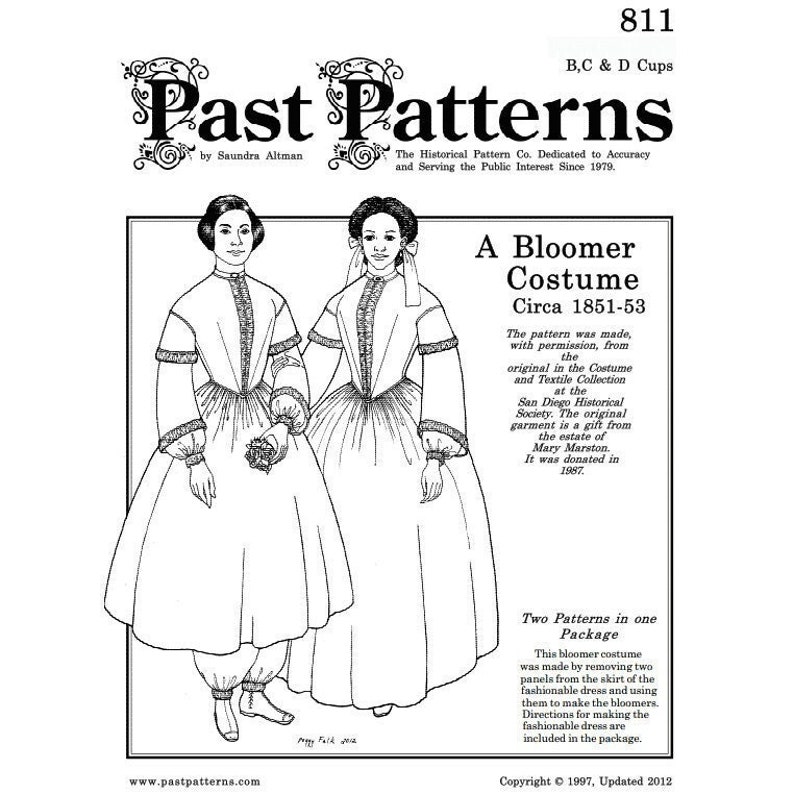 Past Patterns 0811 1850s Bloomer Costume Sewing Pattern Past - Etsy