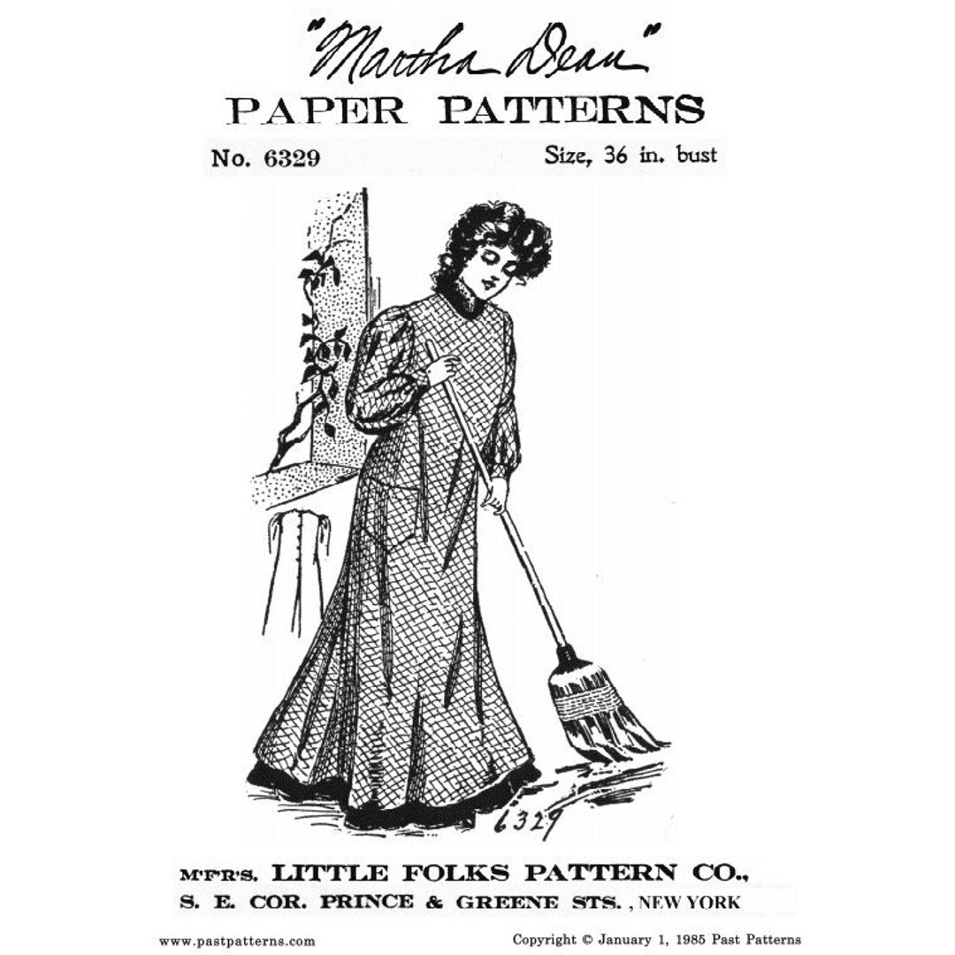 Past Patterns 6329 - Edwardian Workaday Apron Sewing Pattern Bust 36 ...