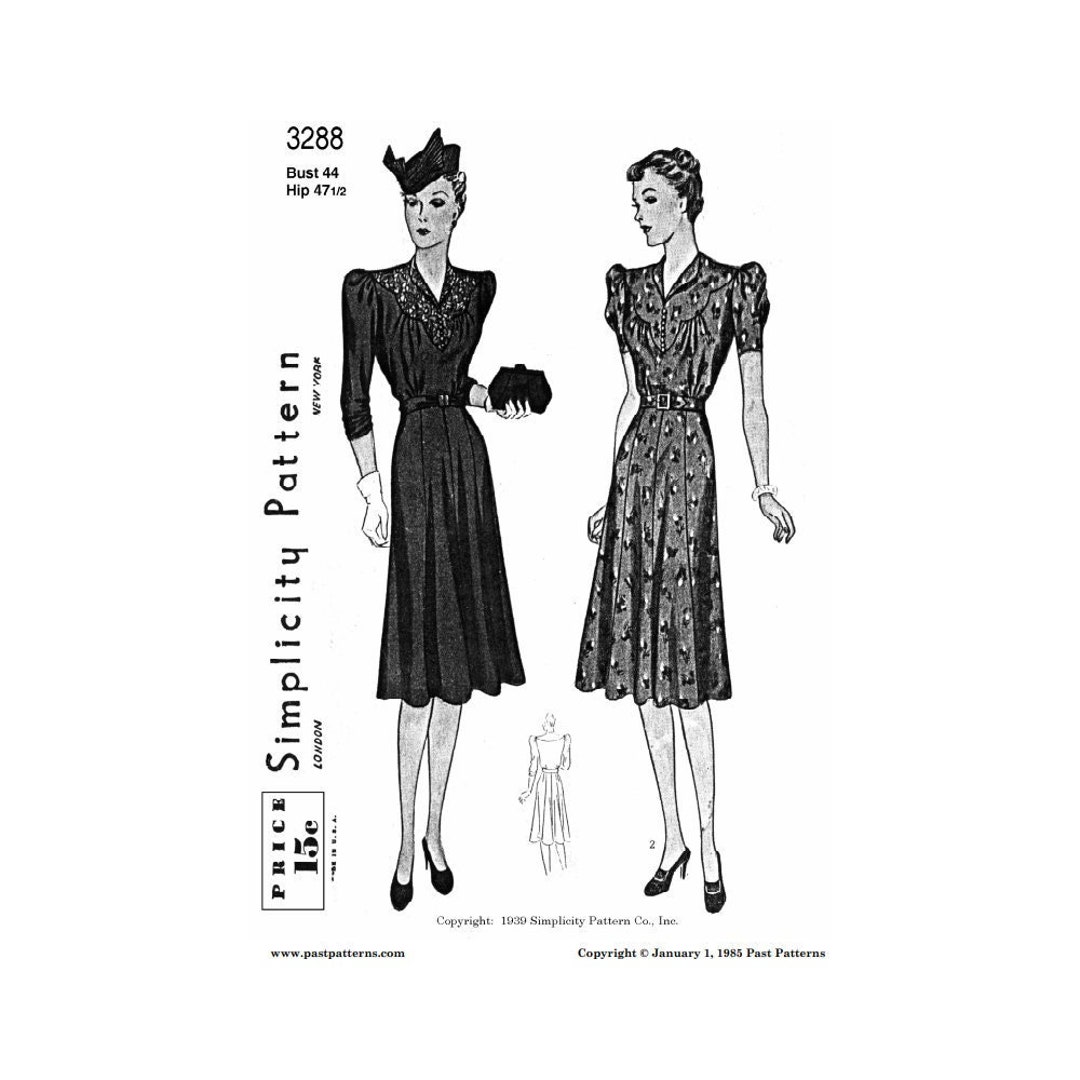 Past Patterns 3288 Download - Late 1930s Dress With Scalloped Yoke ...