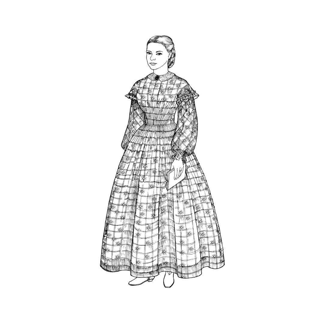 Past Patterns 0812 - Late 1850s Sheer Muslin Dress Sewing Pattern ...