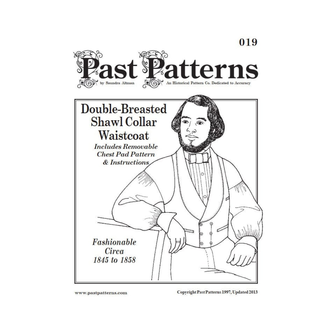 Past Patterns 0019 Download - Chest 34-46 Mid-19th Century Waistcoat ...