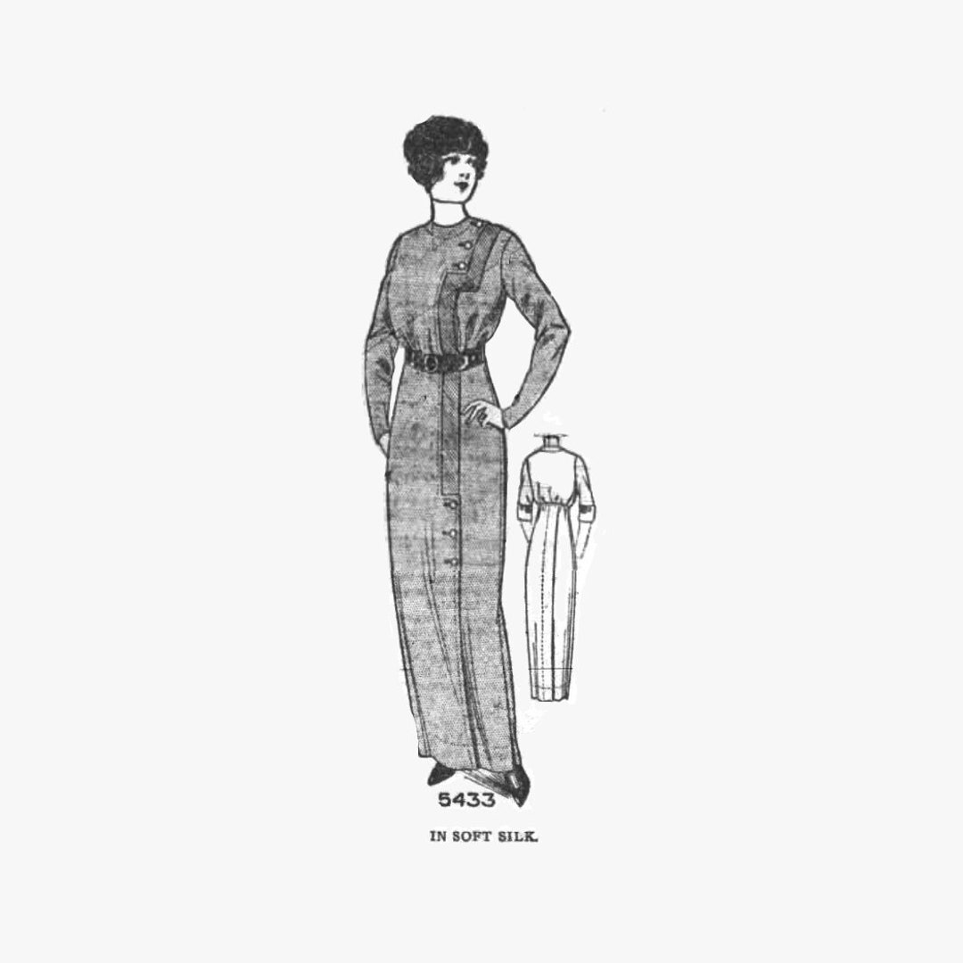 Past Patterns 5433 - Early 1910s Hobble Dress Sewing Pattern Bust 38 ...