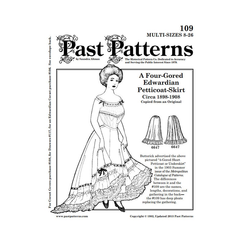 Past Patterns 0109 Download Early 1900s Petticoat Sewing Pattern ...