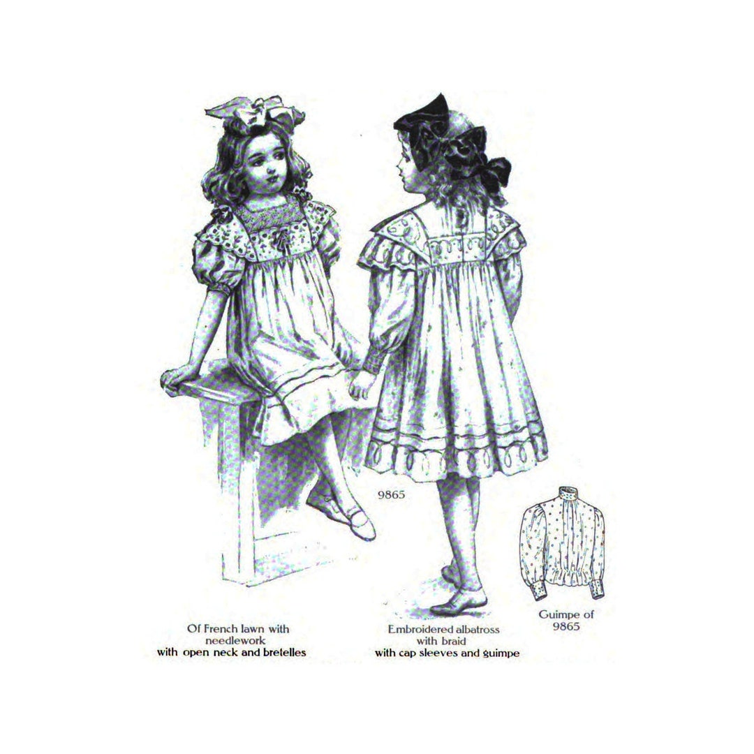 Past Patterns 9865 - Early 1900s Empire Dress Sewing Pattern for 4 Year ...