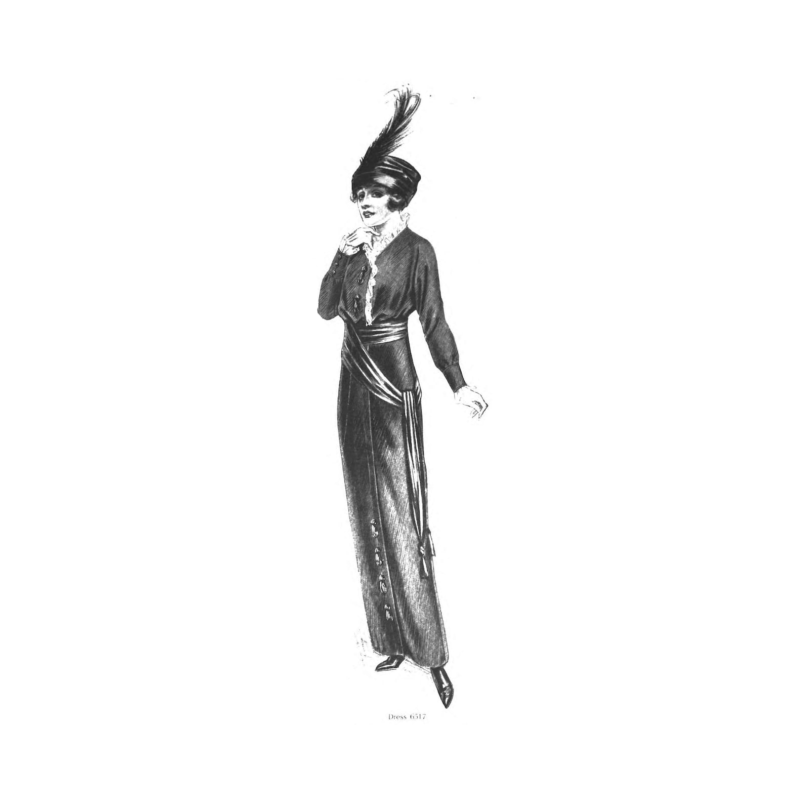 Past Patterns 6517 Download - Mid 1910s Dress Costume Sewing Pattern ...