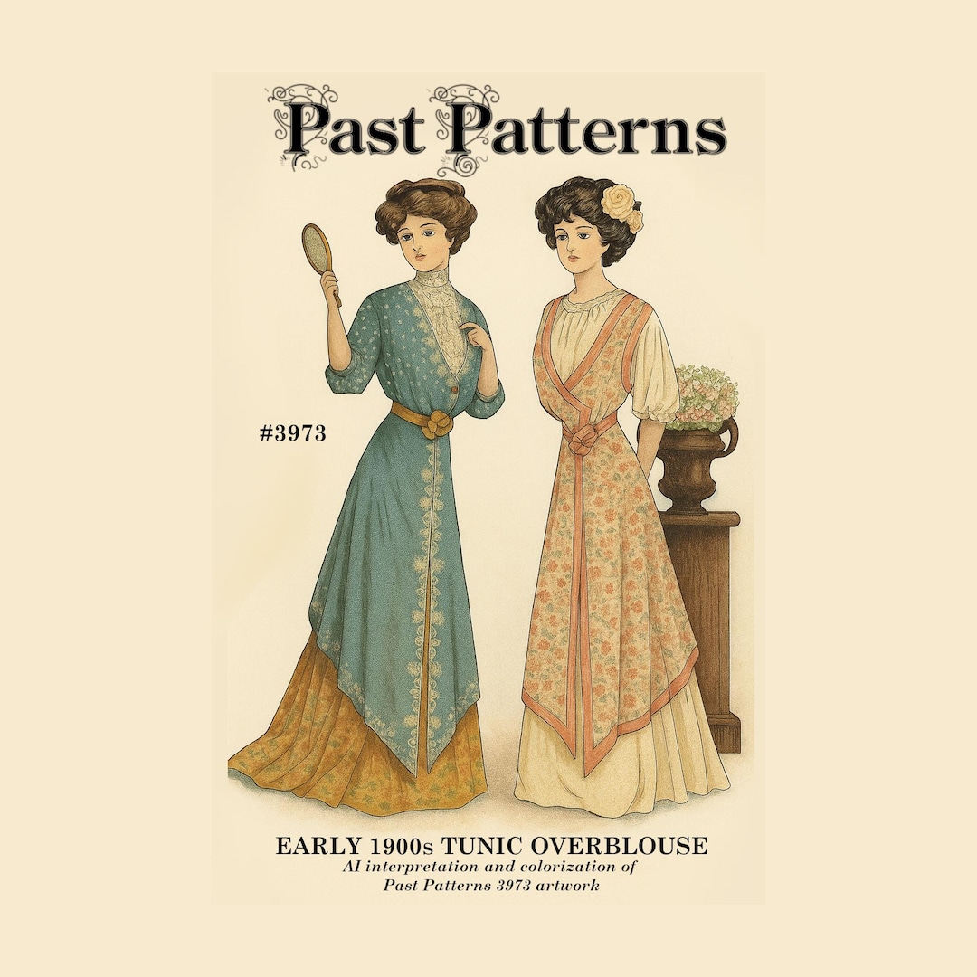 Past Patterns 3973 - 1908 Edwardian Tunic Overblouse PRINTED Pattern ...