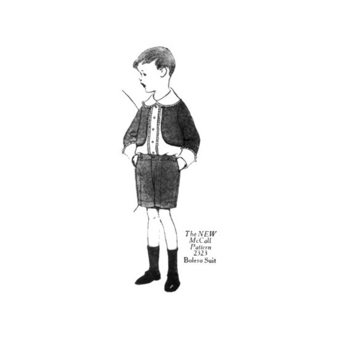 Past Patterns 2323 - Early 1920s Boys Bolero Suit Sewing Pattern for 5 ...