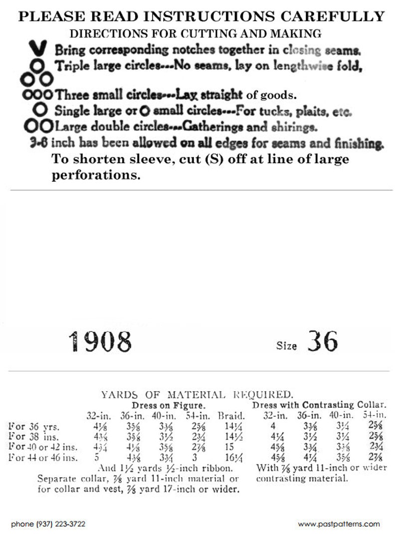 Past Patterns 1908 Early 1920s Long Waisted Dress Sewing - Etsy