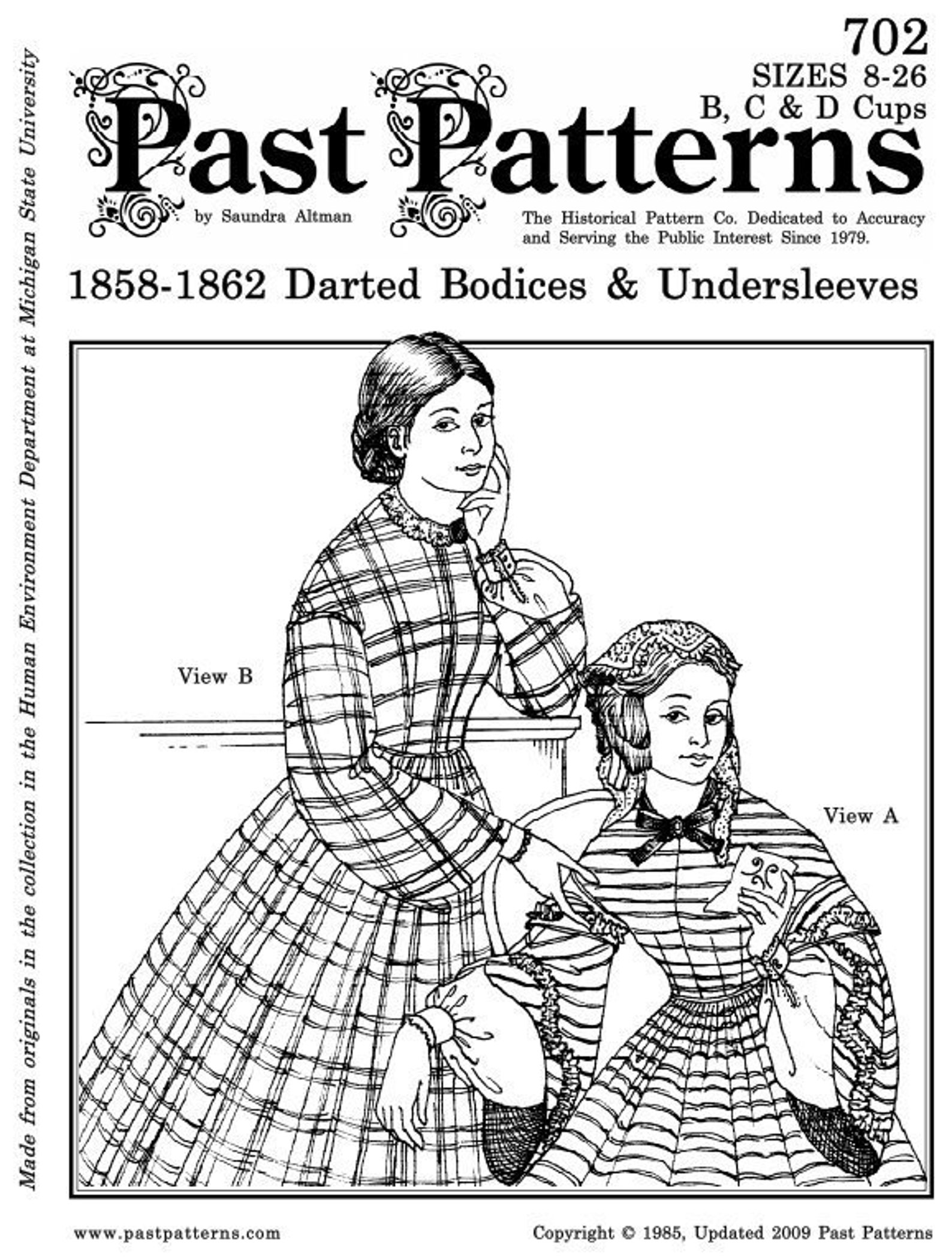 Past Patterns 0702 - 1850s Dart Fitted Bodice Sewing Pattern Original ...