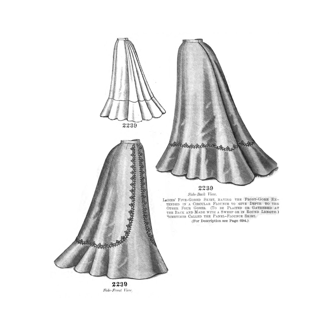 Past Patterns 2239 - Early 1900s Five-gored Skirt Sewing Waist 20 W20 ...