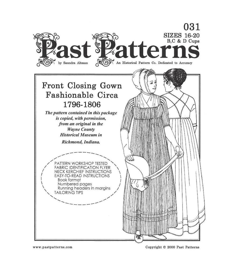 Past Patterns 0031 Downloads - 1790s Front Closing Gown PDF Pattern ...