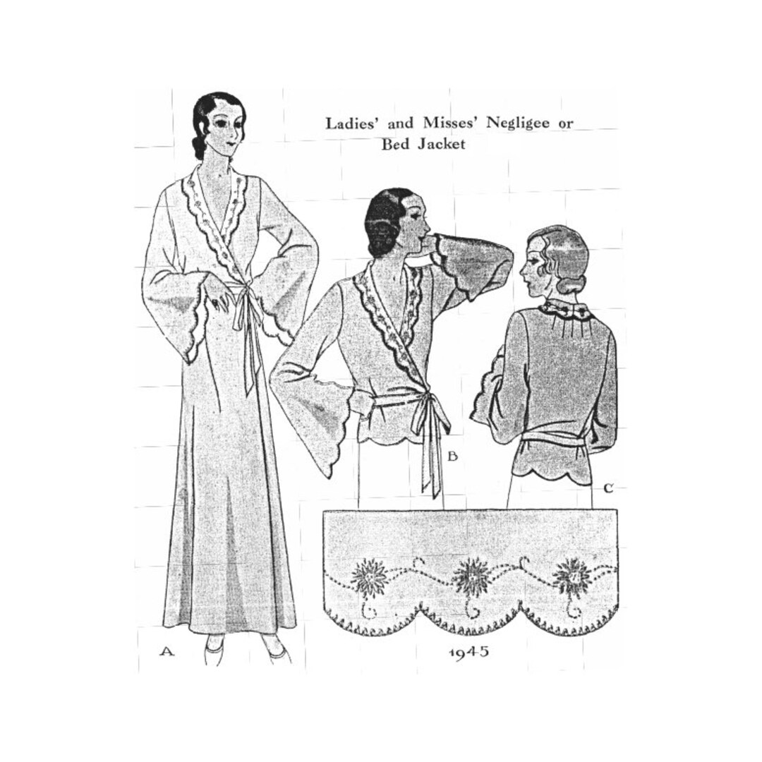 Past Patterns 1945 - Early 1930s Negligee Sewing Pattern Bust Sizes 32 ...