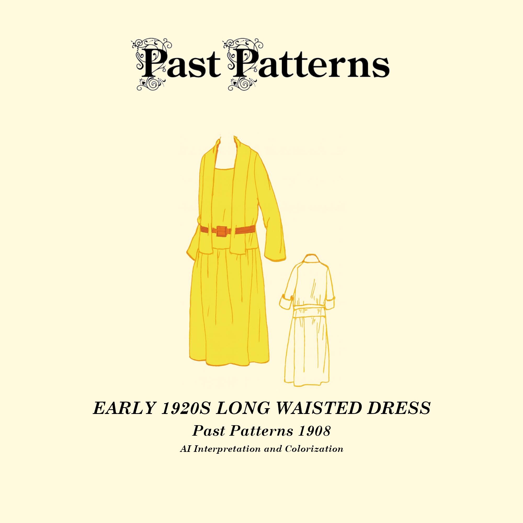 1920s Flapper Dress Sewing Pattern: Long Waisted Vest Dress, Bust 36 ...