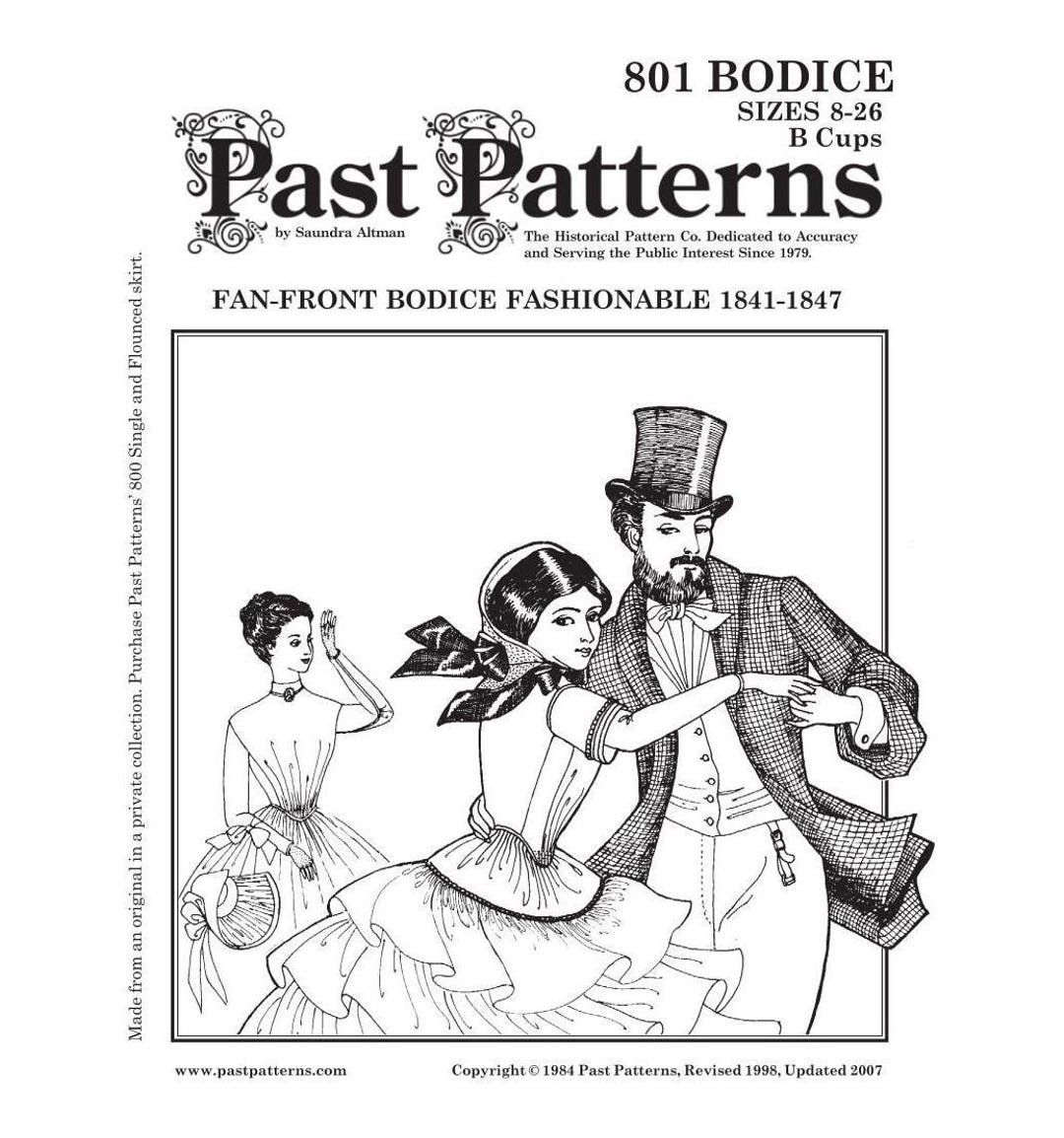 Past Patterns 0801 B Download - 1840s Fan-front Bodice PDF Sewing ...