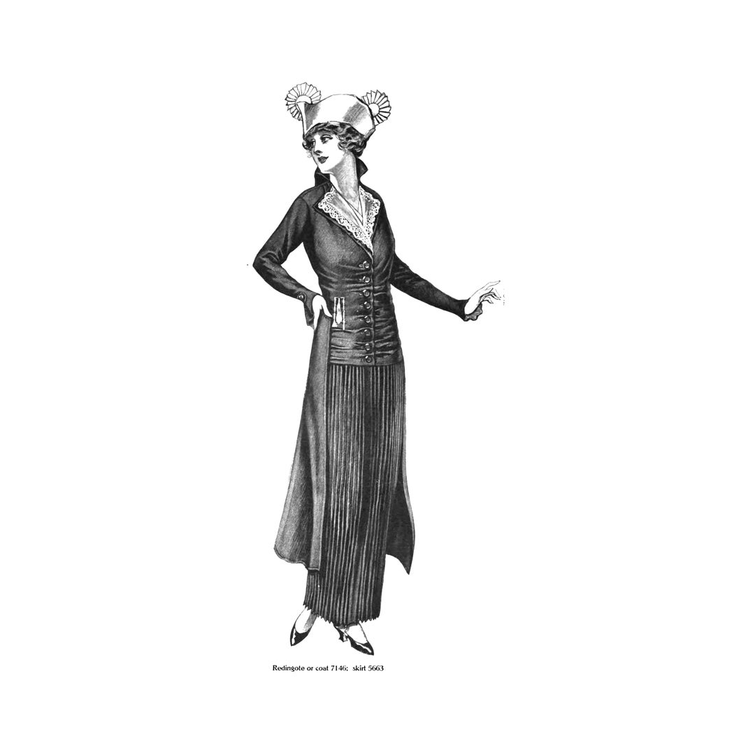 Past Patterns 7146 - Mid 1910s Redingote Sewing Pattern Bust 34 B34 ...