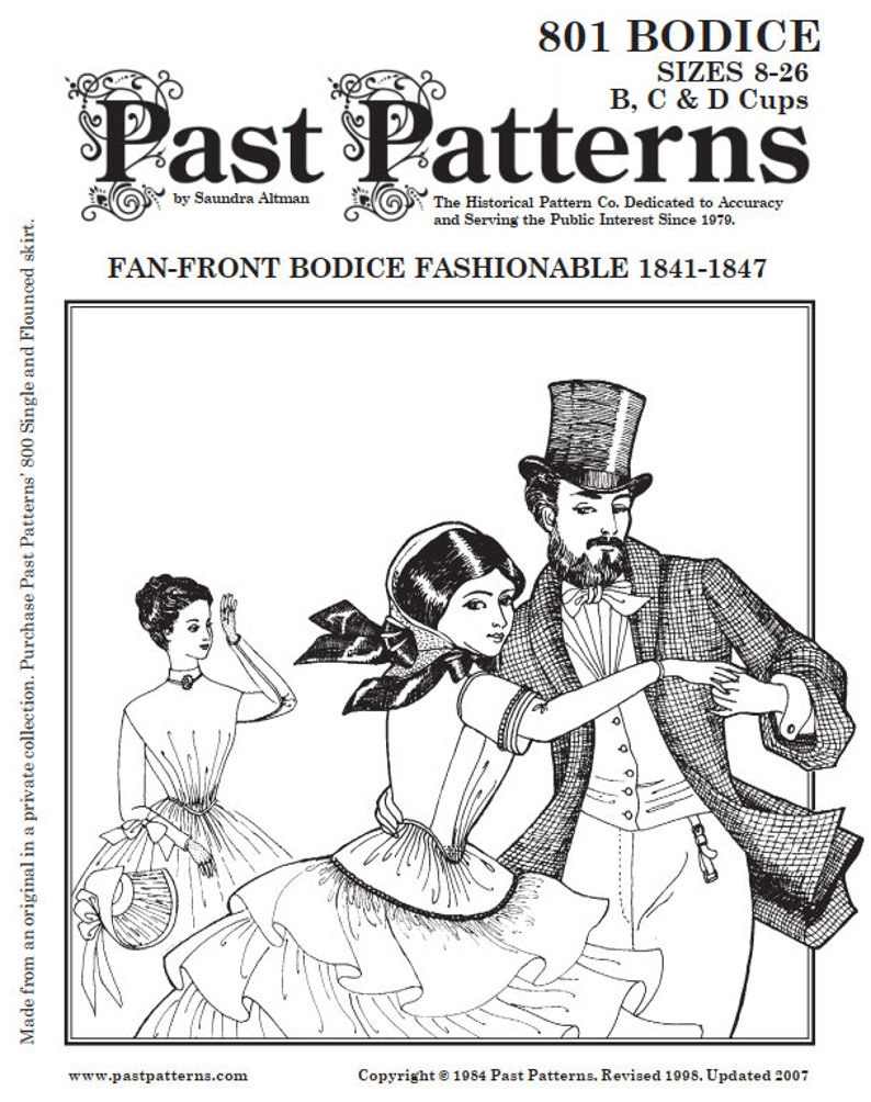 Past Patterns 0801 1840s Fan-front Bodice Sewing Pattern - Etsy