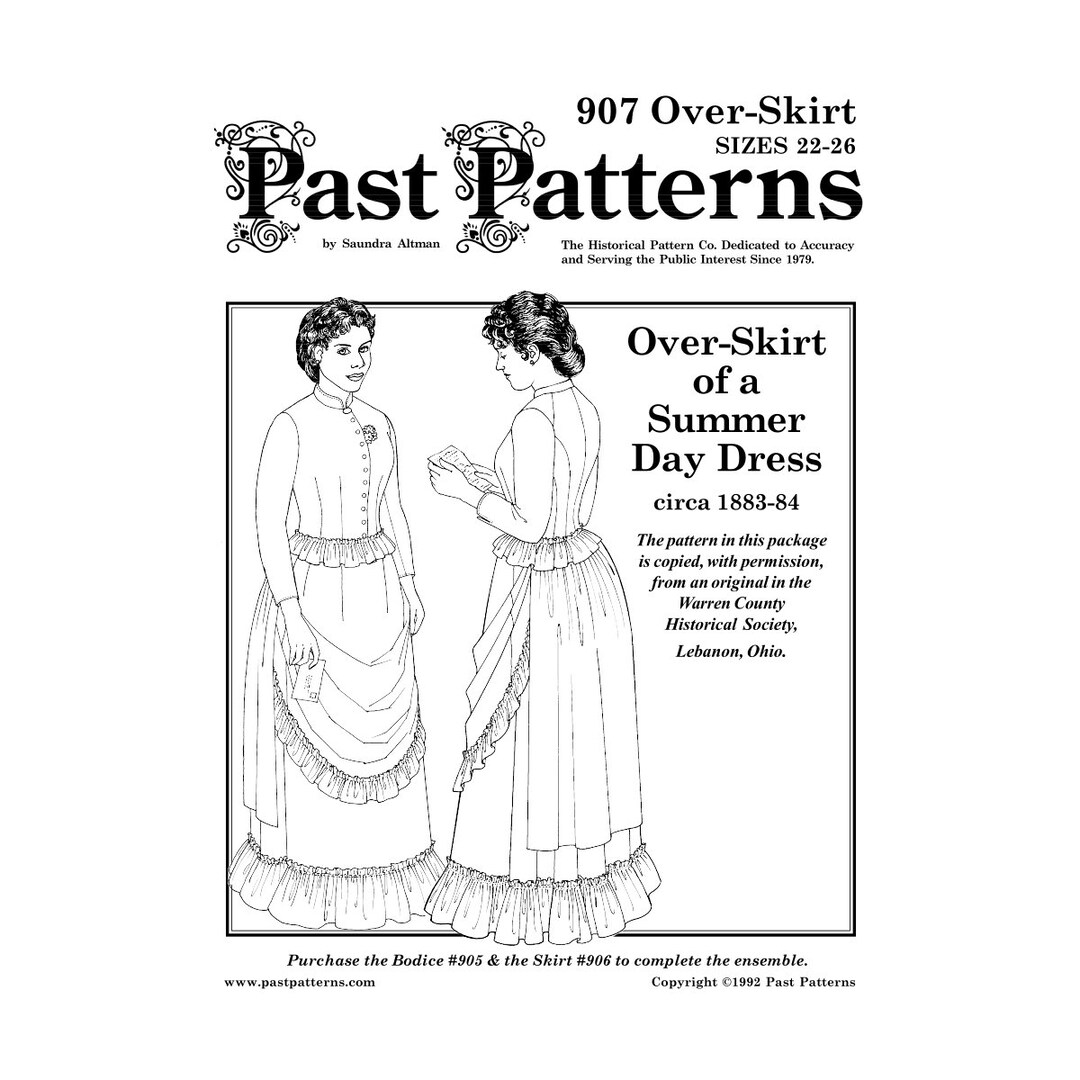 Past Patterns 0907 Sz 22-26 Download - Early 1880s Overskirt for Summer ...