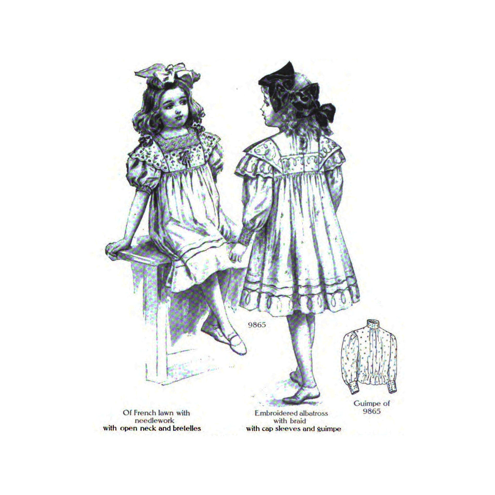 Past Patterns 9865 Download - Early 1900s Empire Dress Sewing Pattern ...