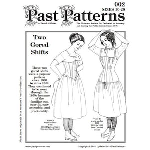 Past Patterns 0002 Downloads - Early 1800s Ladies’ Gored Shift Pattern ...