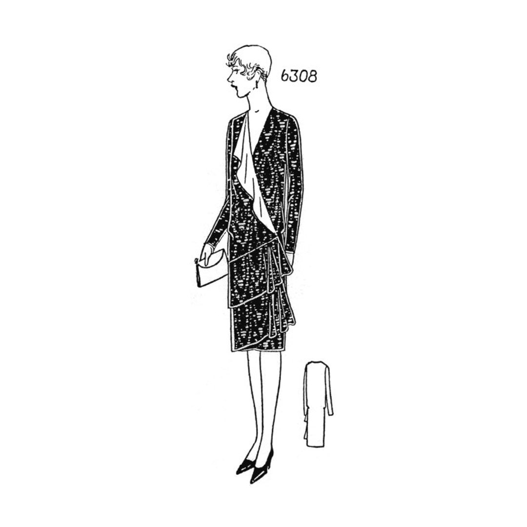 Past Patterns 6308 Late 1920s Wrap Around V-neck Dress Sewing Pattern ...