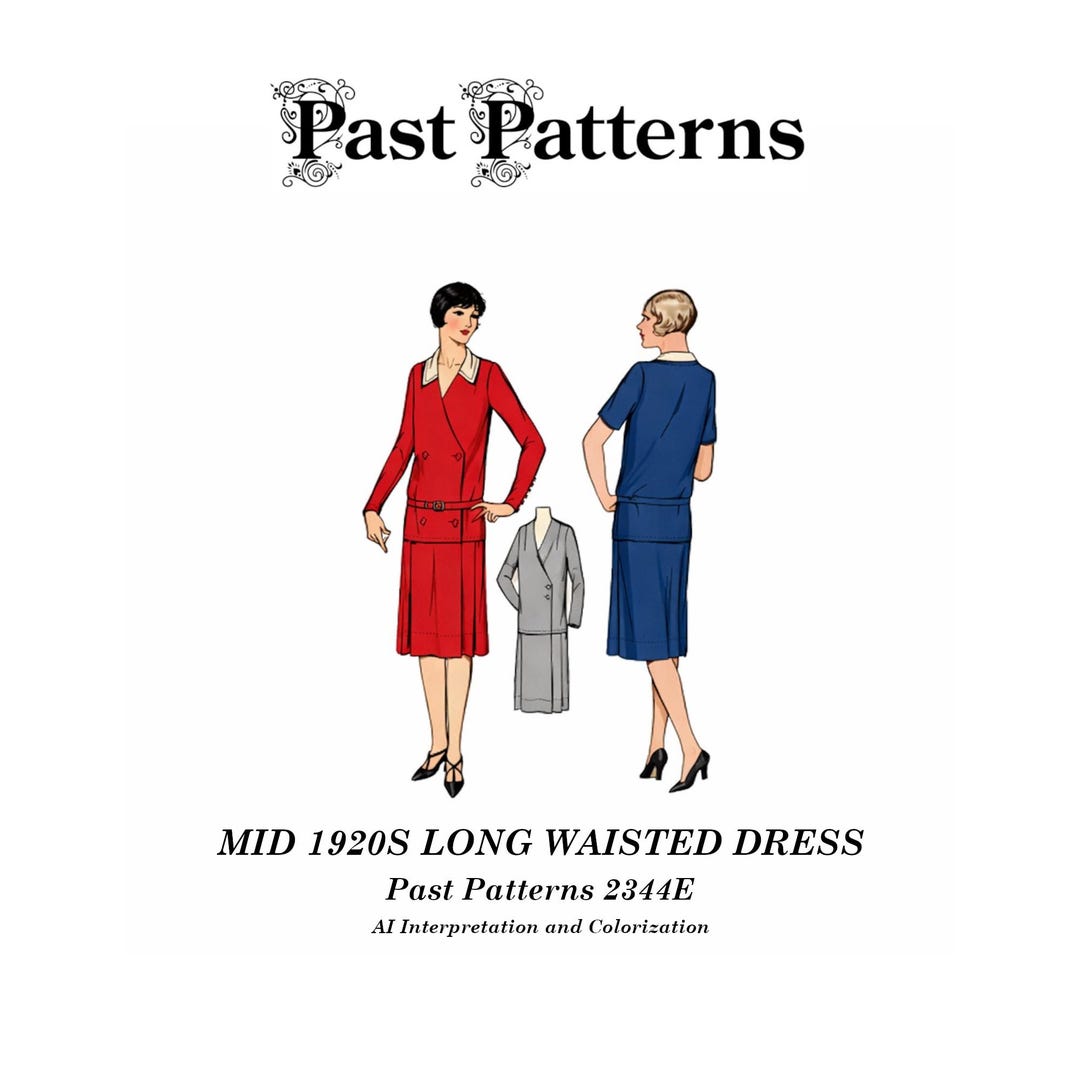 1920s Flapper Dress Sewing Pattern: Long Waisted Design, Bust 36 ...