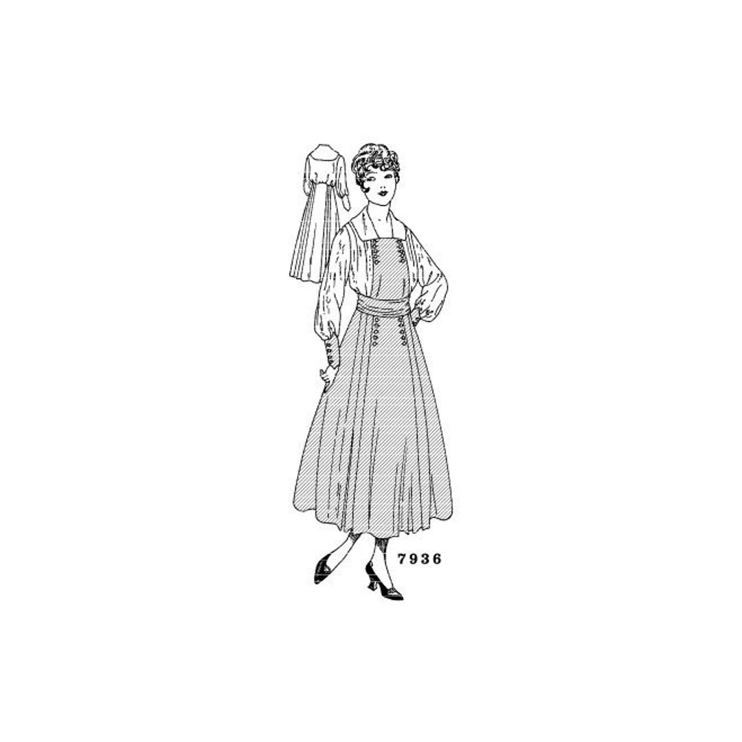 Past Patterns 7936 - Late 1910s Four Gored Dress Sewing Pattern Bust 36 ...