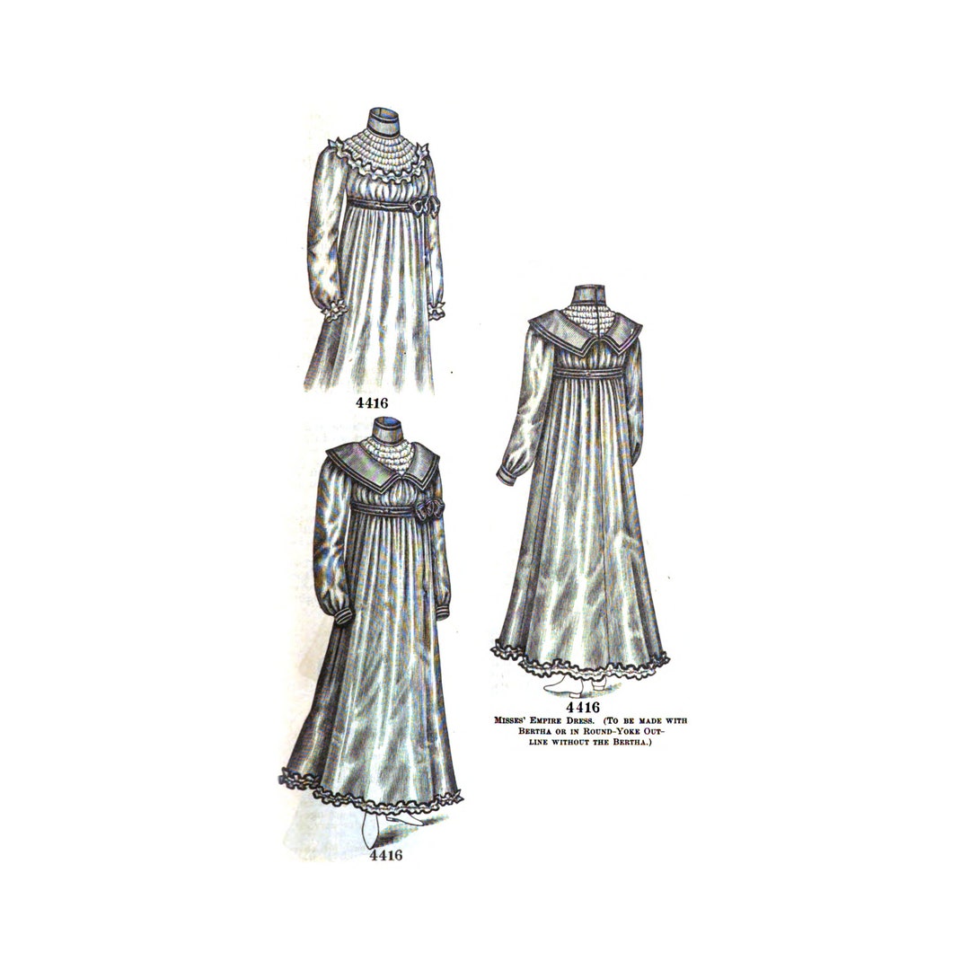 Past Patterns 4416 - Early 1900s Semi-princess Dress Sewing Pattern ...