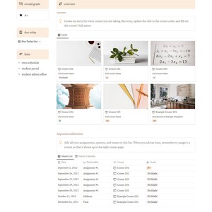 Simple Notion Academic Semester Planner for School and College, Notion ...