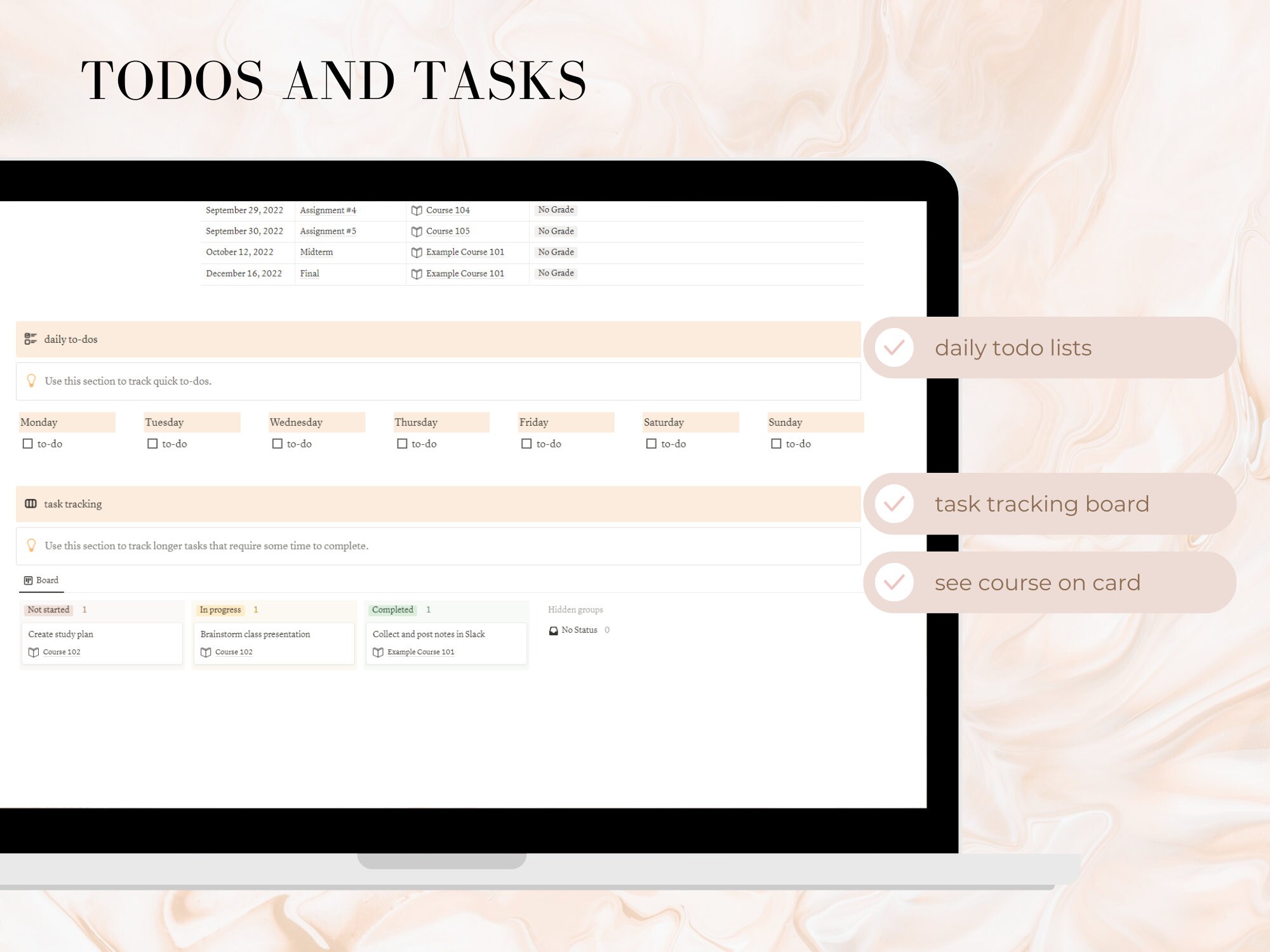 Simple Notion Academic Semester Planner for School and College, Notion ...