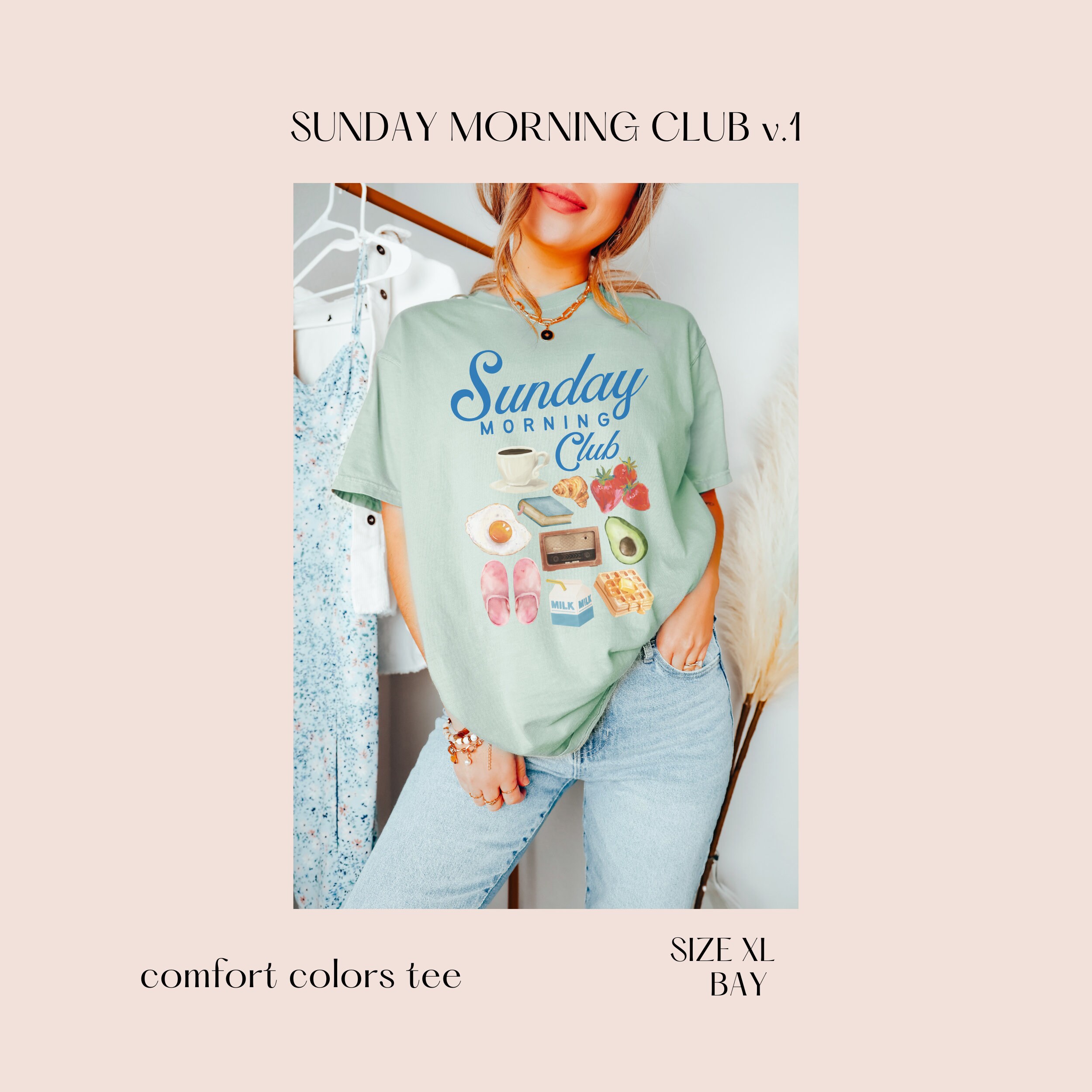 Breakfast Shirt, Sunday Morning Club Graphic Tee, Casual Downtown Girl ...