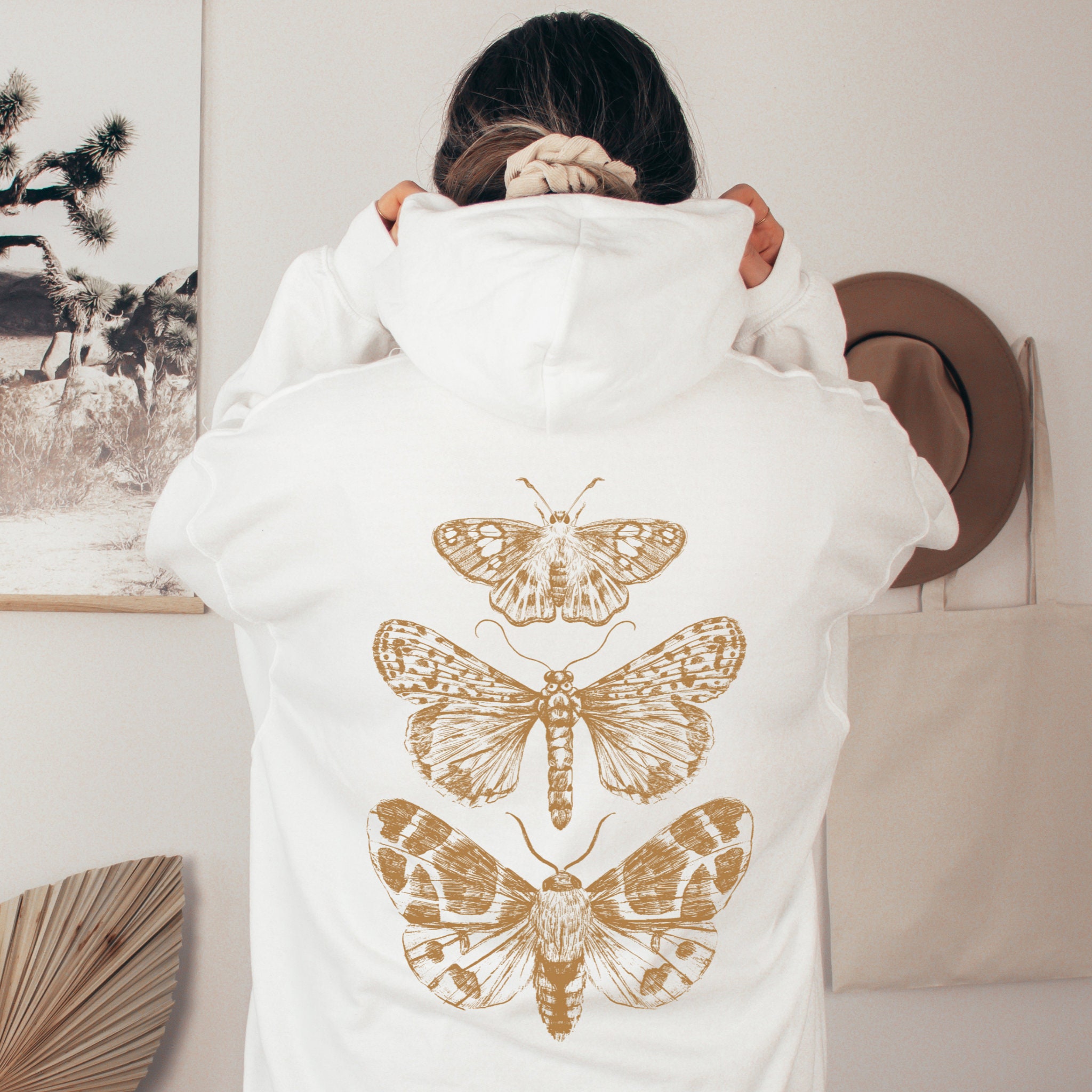 Moth Hoodie, Moth Shirt, Cottagecore Hoodie, off White Hooded ...
